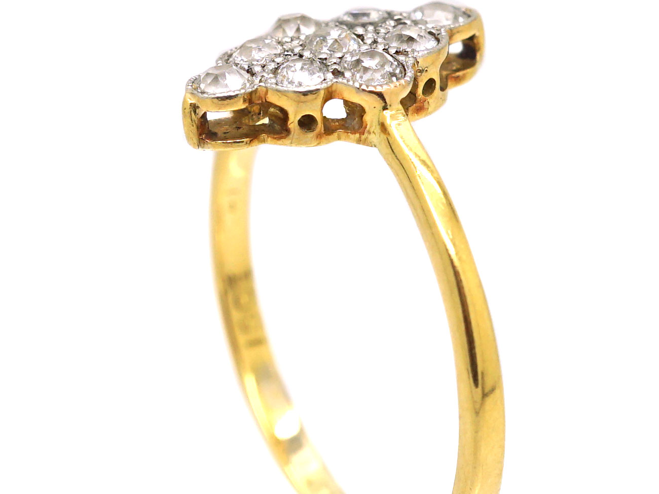 Edwardian 15ct Gold & Platinum Marquise Shaped Ring set with Diamonds ...