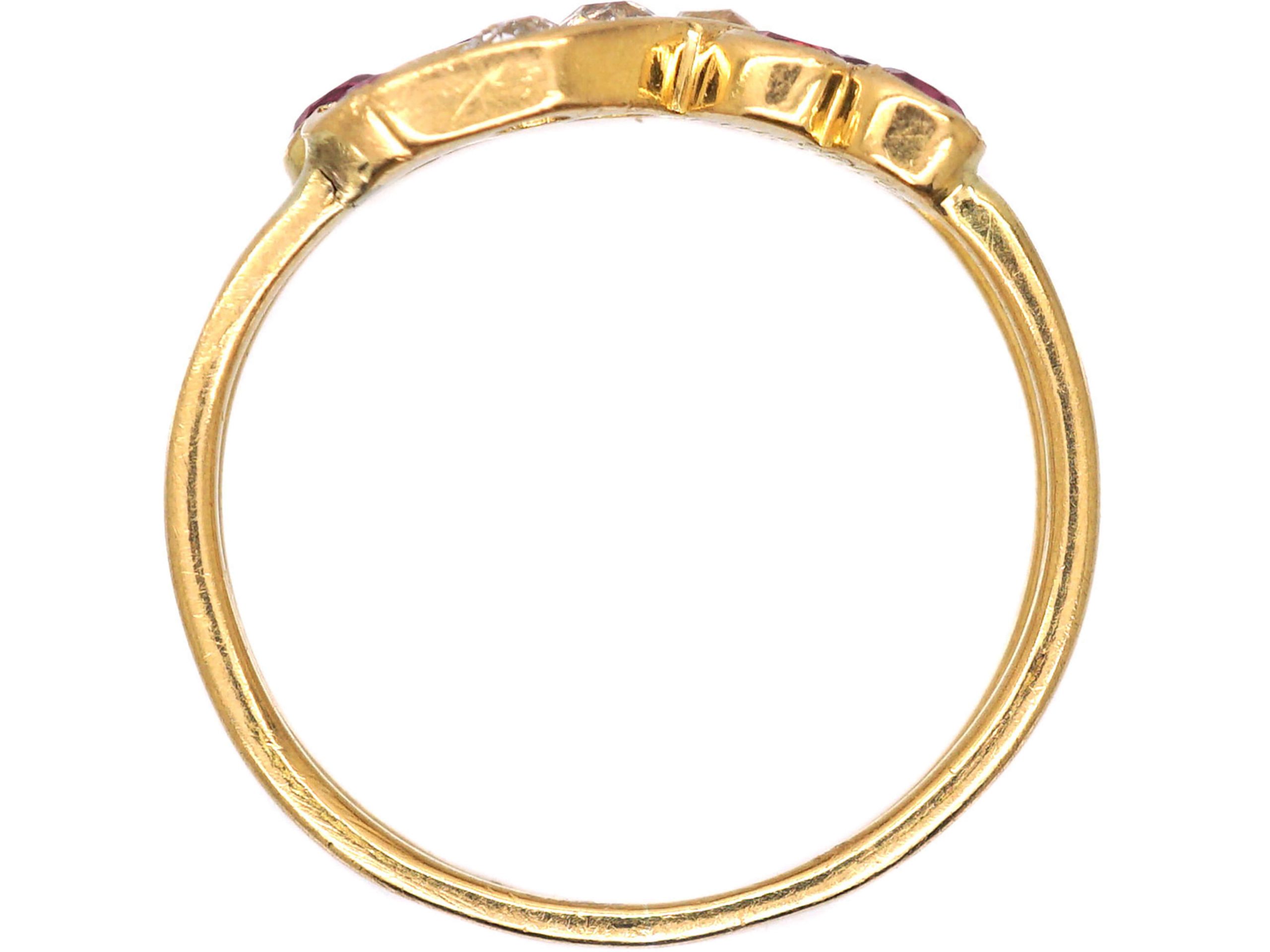 Edwardian 18ct Gold Twist Ring set with Diamonds & Rubies (449Y) | The ...