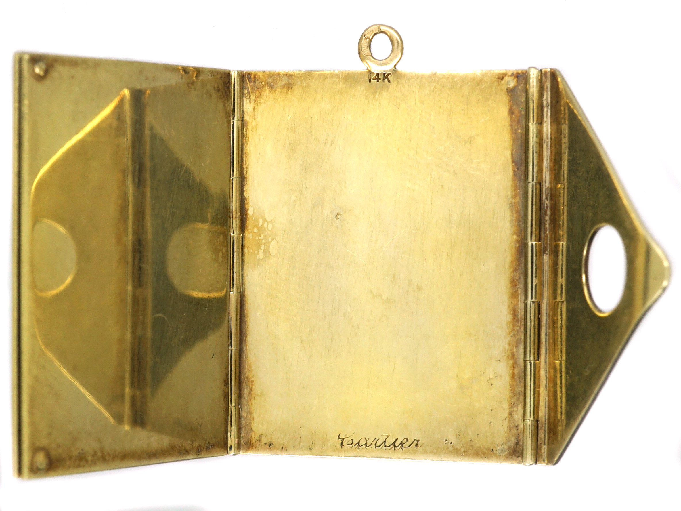 Cartier 14ct Gold Hinged Locket in the Form of a Letter with Internal ...