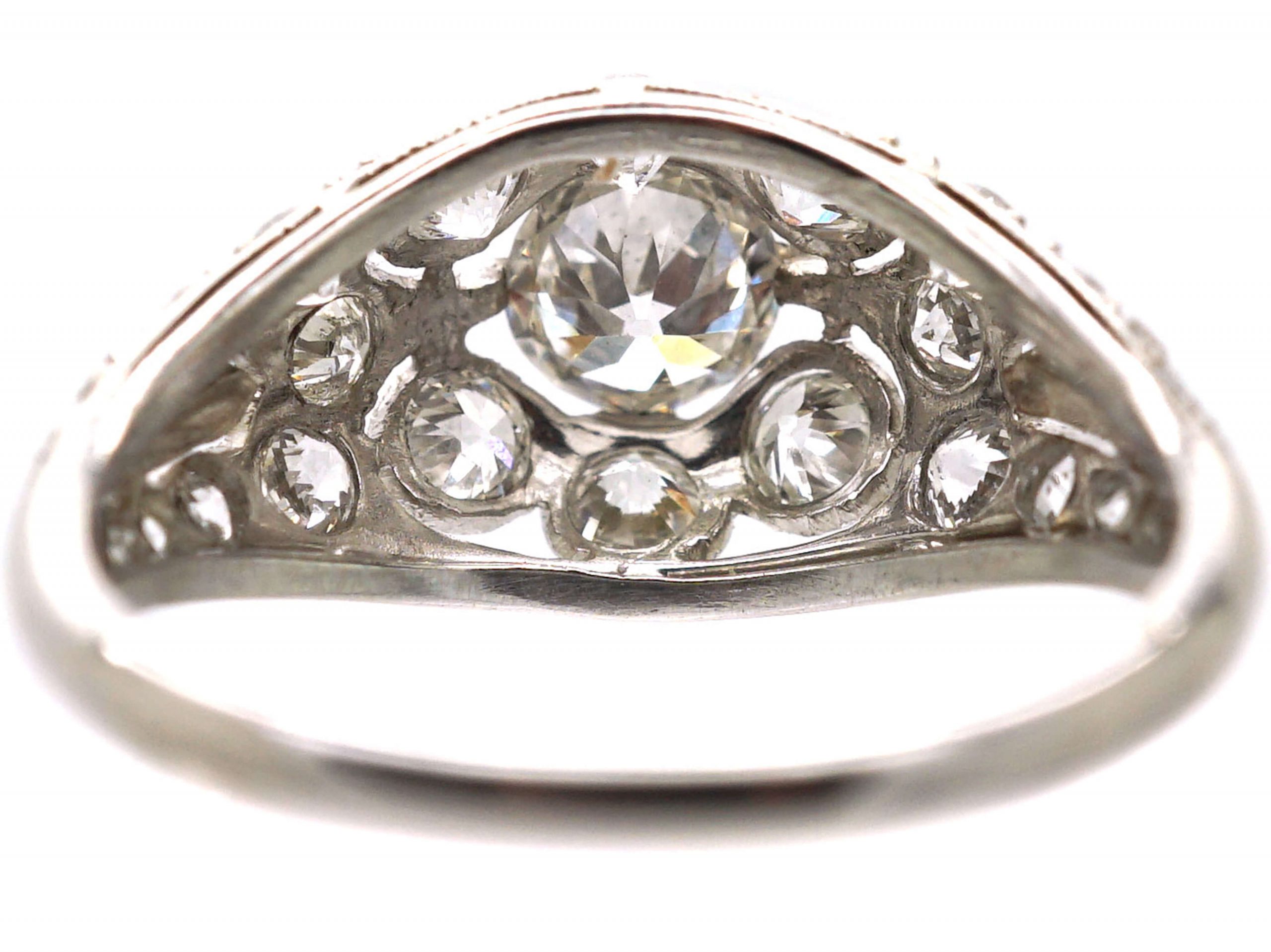 Early 20th Century Platinum, Diamond Cluster Ring with Diamond Set ...