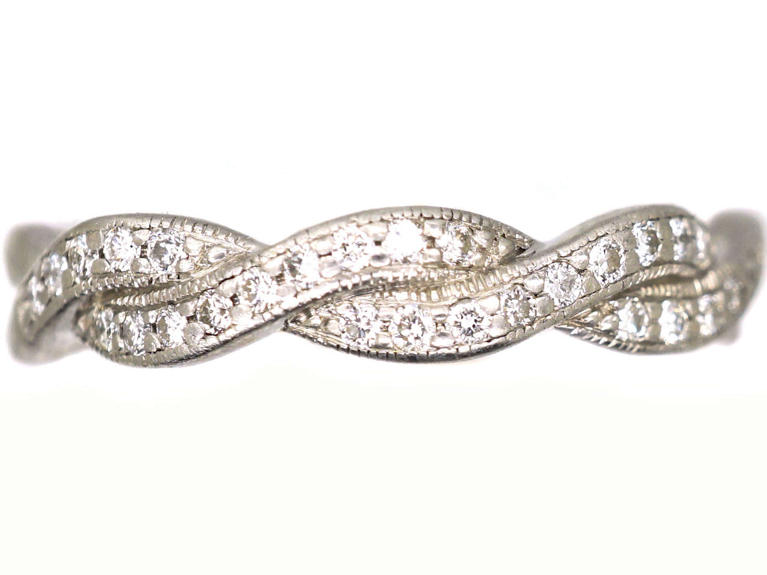 Early 20th Century Platinum Ribbon Design Ring set with Diamonds (522Y ...