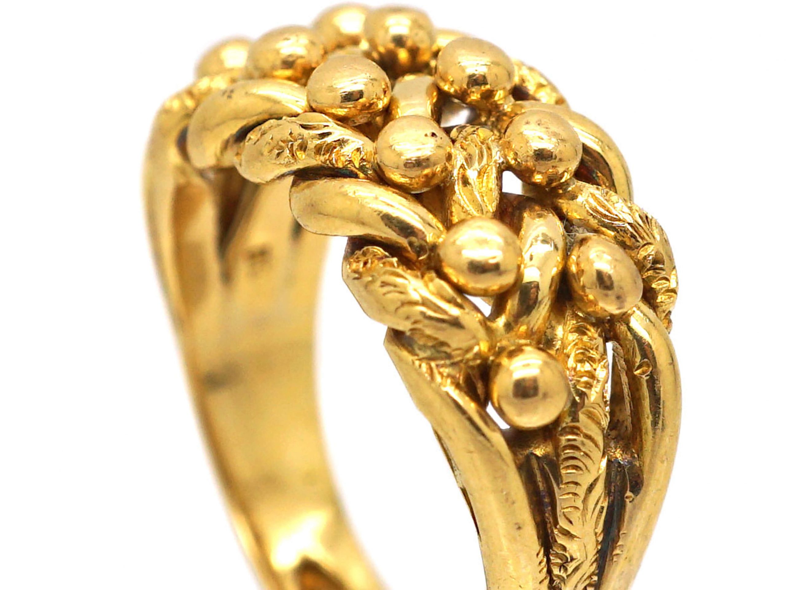 Edwardian 18ct Gold Keeper Ring with Plain & Engraved Detail (528Y ...
