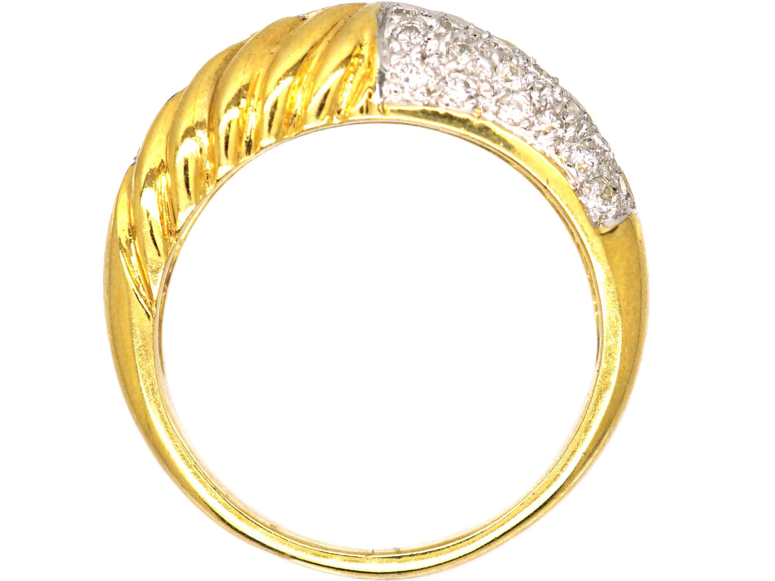 18ct White & Yellow Gold Fluted Ring set with Diamonds (533Y) | The ...
