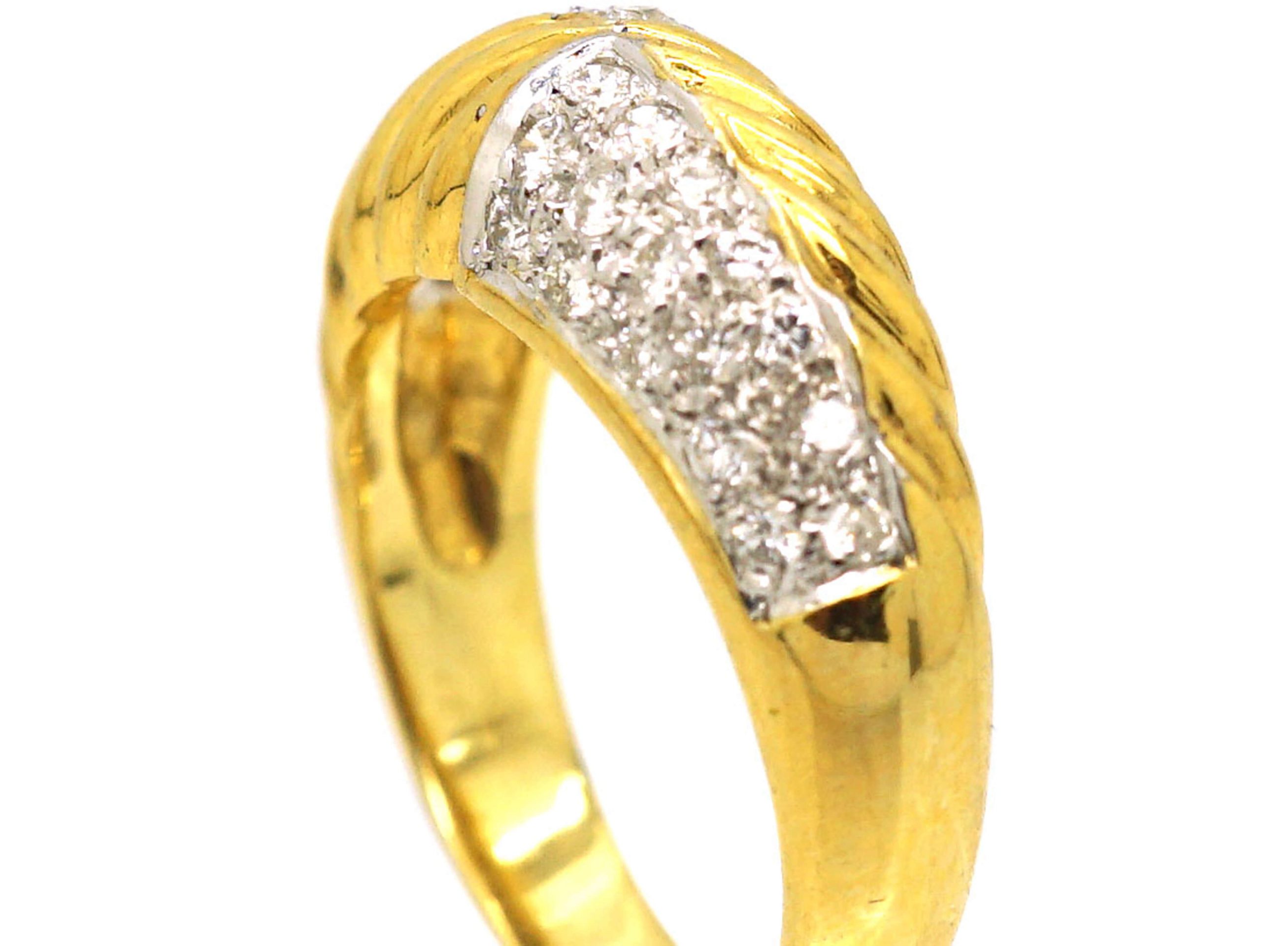 18ct White & Yellow Gold Fluted Ring set with Diamonds (533Y) | The ...