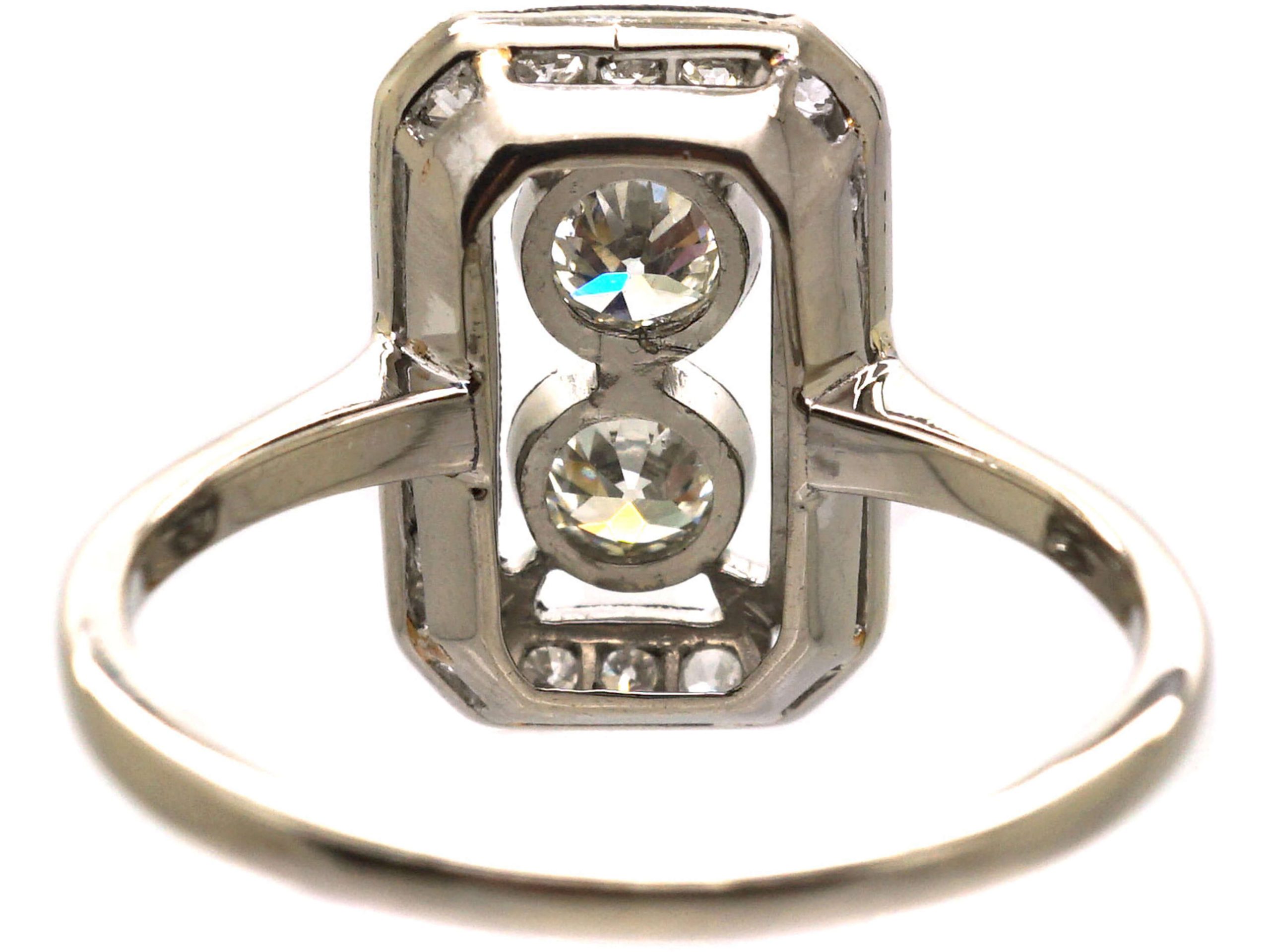 Art Deco 18ct White Gold & Platinum Rectangular Ring set with Diamonds ...