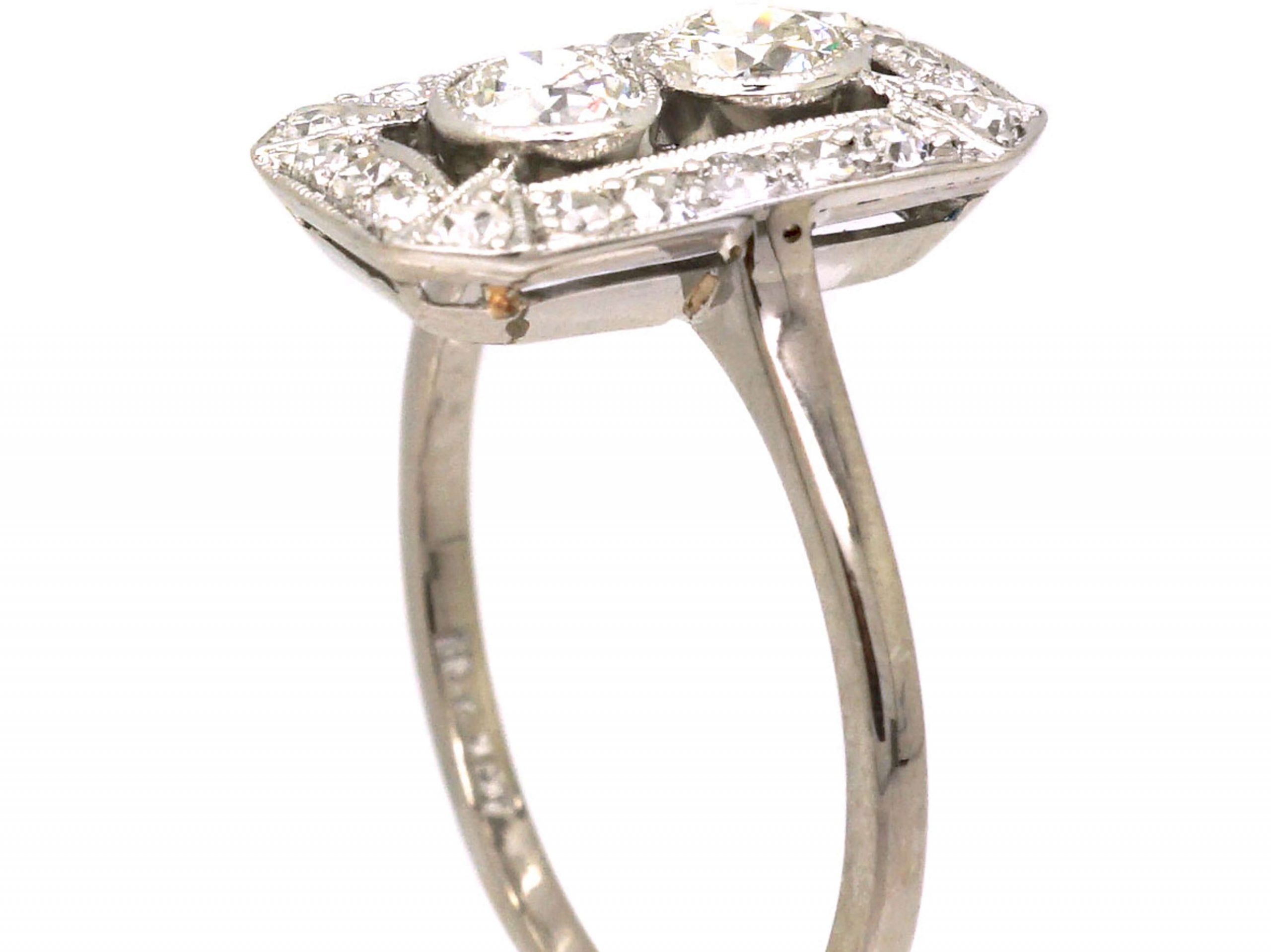 Art Deco 18ct White Gold & Platinum Rectangular Ring set with Diamonds ...