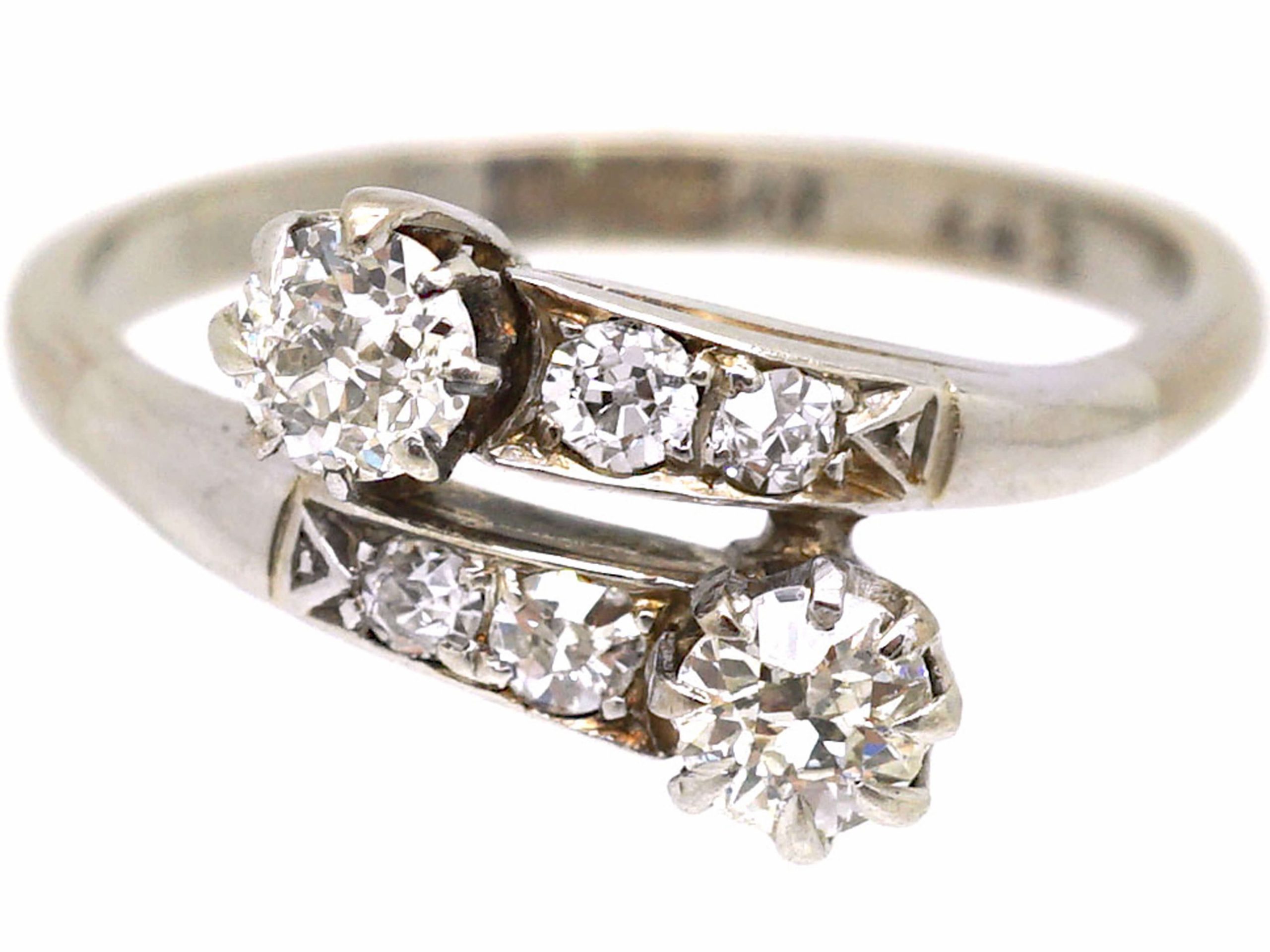 Edwardian 18ct White Gold & Platinum Crossover Ring set with Diamonds ...