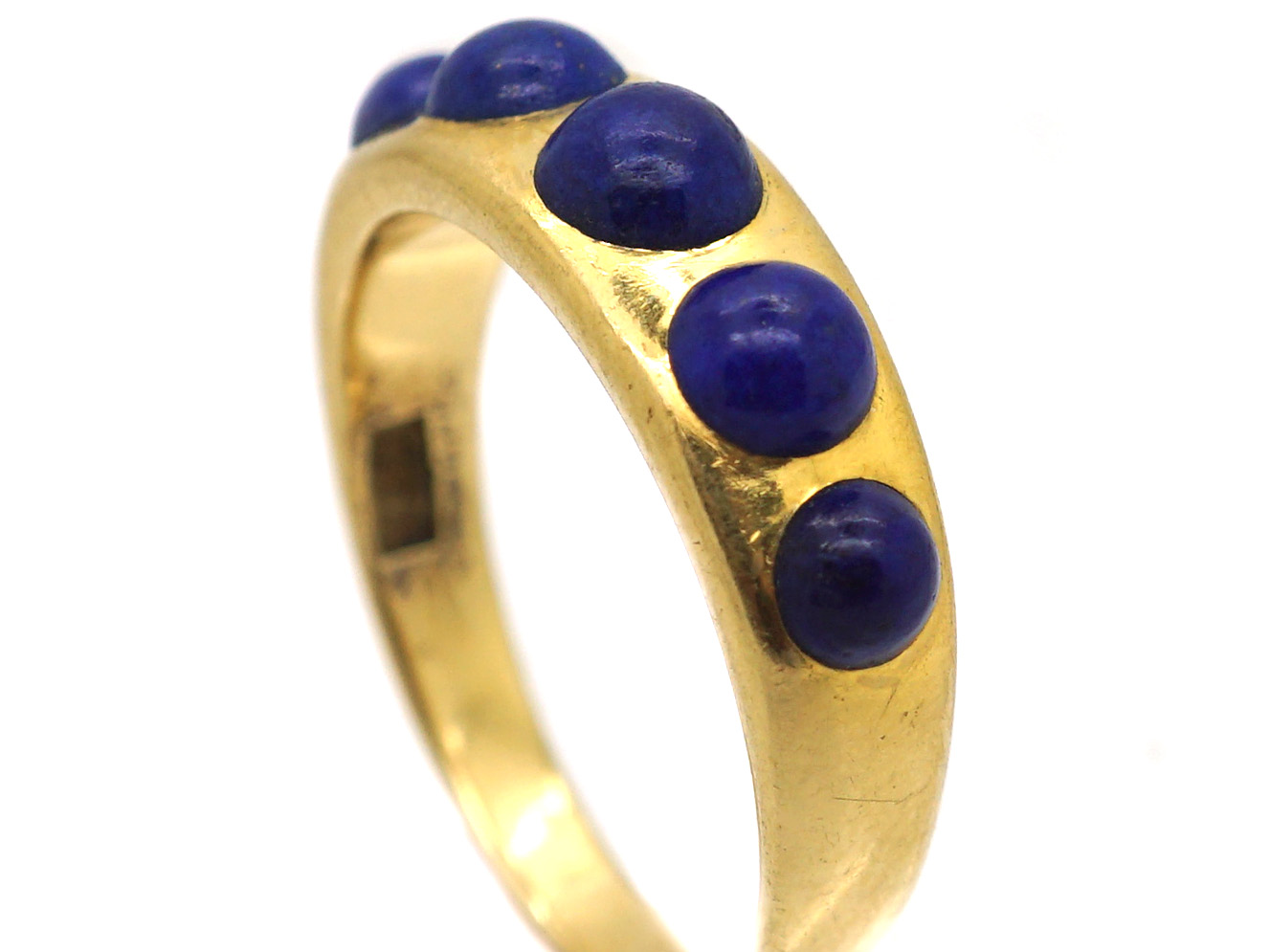 Victorian 18ct Gold Ring set with Five Cabochon Cut Lapis Lazuli (568Y ...
