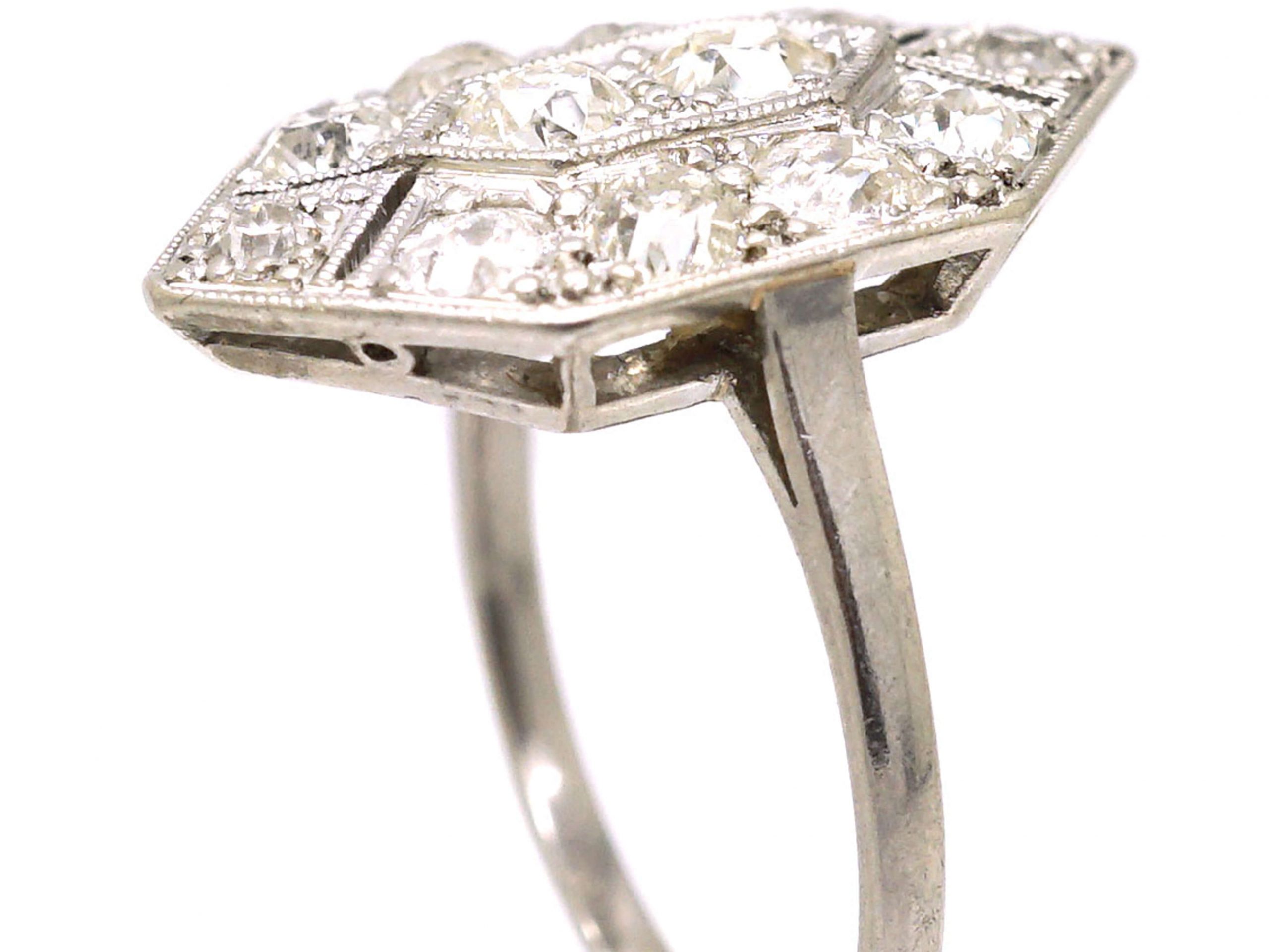 Art Deco Iridium & Platinum Hexagonal Ring set with Diamonds (574Y ...