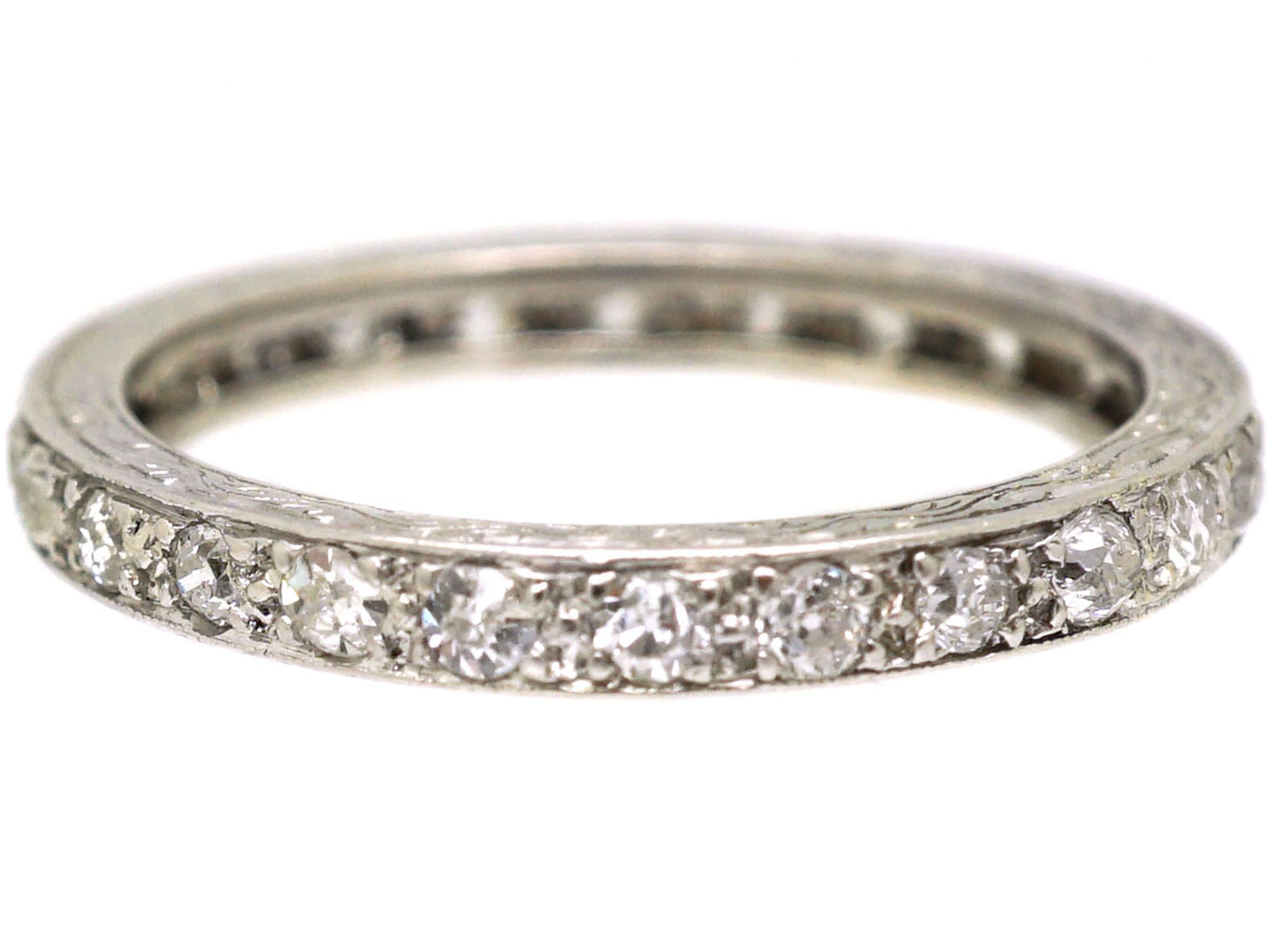 Art Deco Platinum & Diamond Eternity Ring with Engraved Sides (614Y ...
