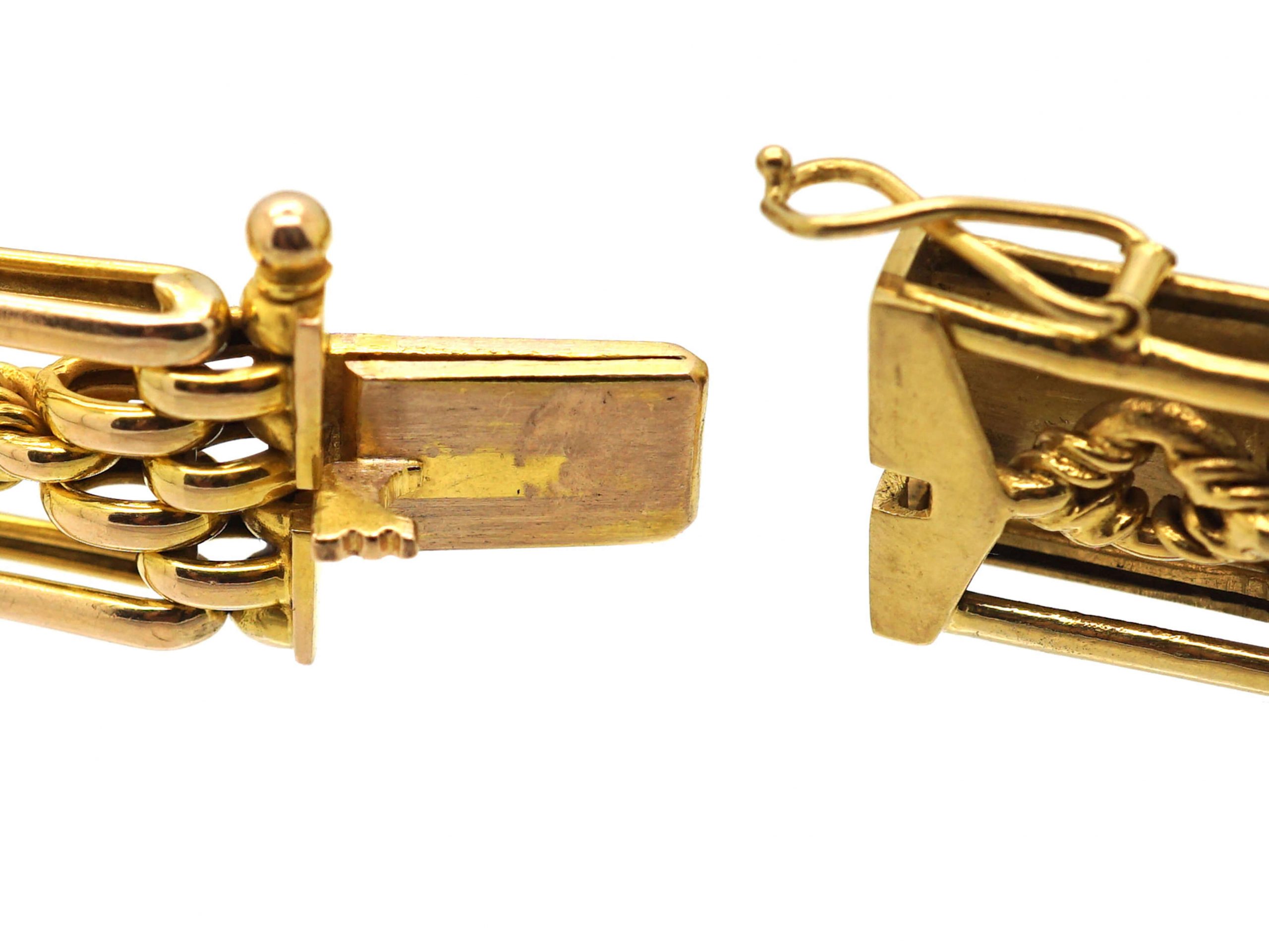 Edwardian 15ct Gold Gate Bracelet with Rope Detail (589Y) | The Antique ...