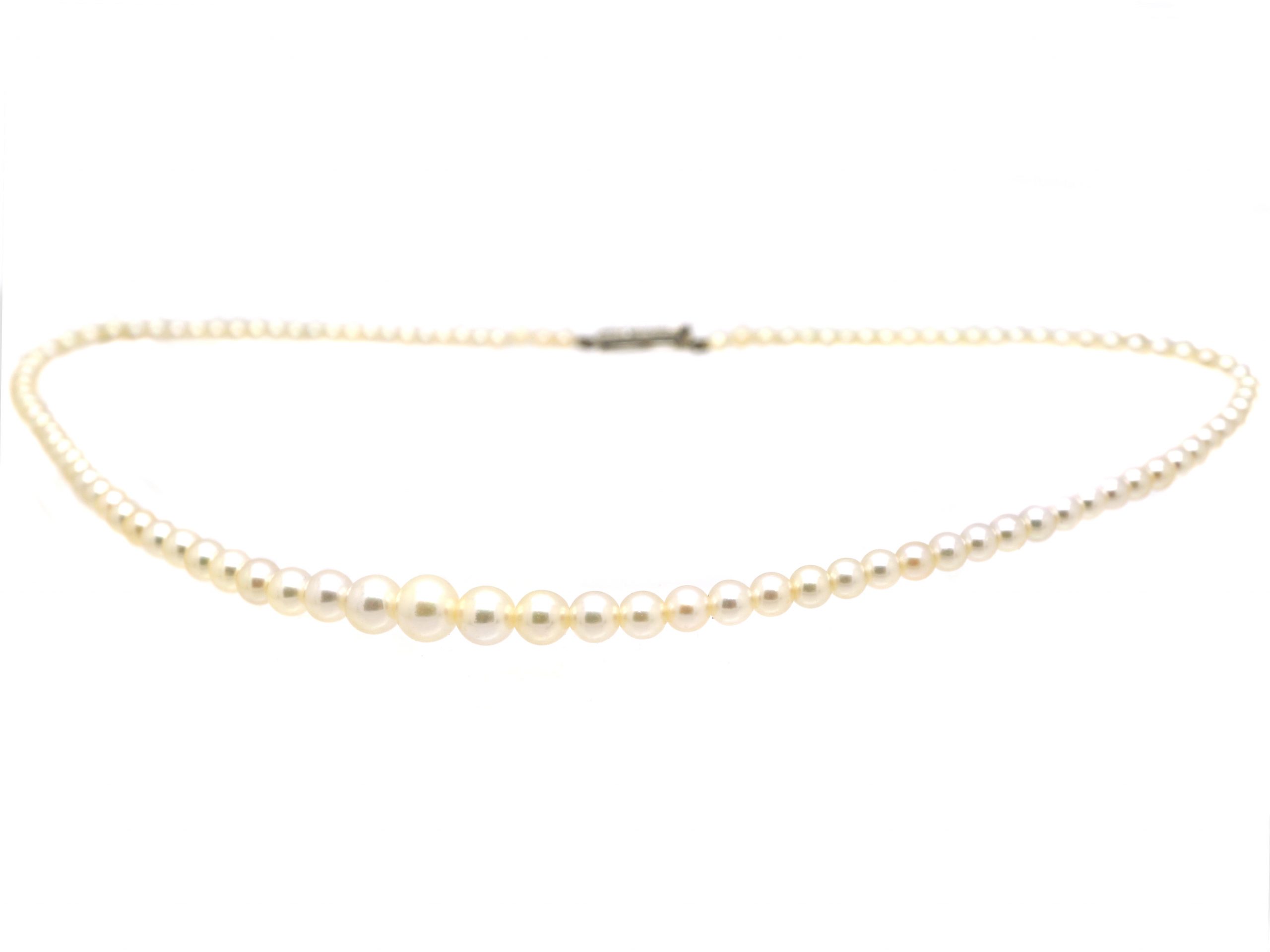 Early 20th Century String of Pearls with 18ct White Gold & Diamond ...