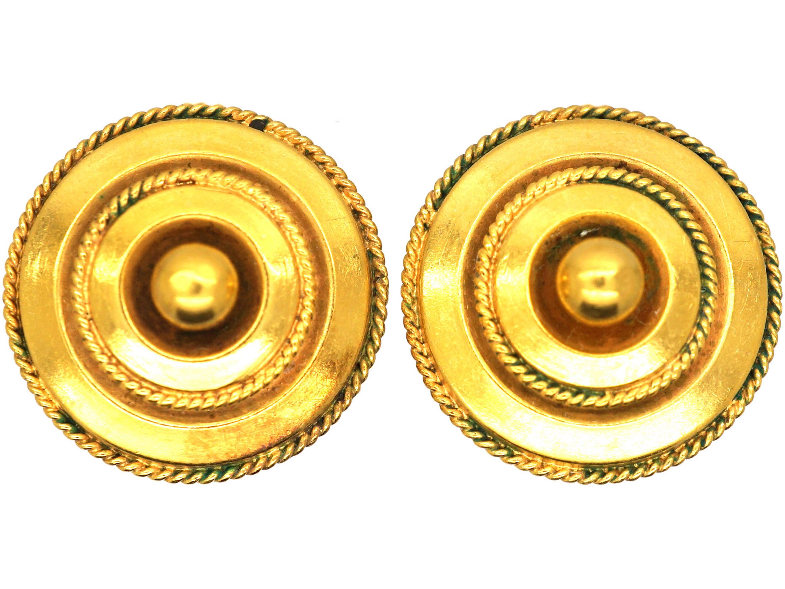 Victorian 9ct Gold Round Earrings (591Y) | The Antique Jewellery Company