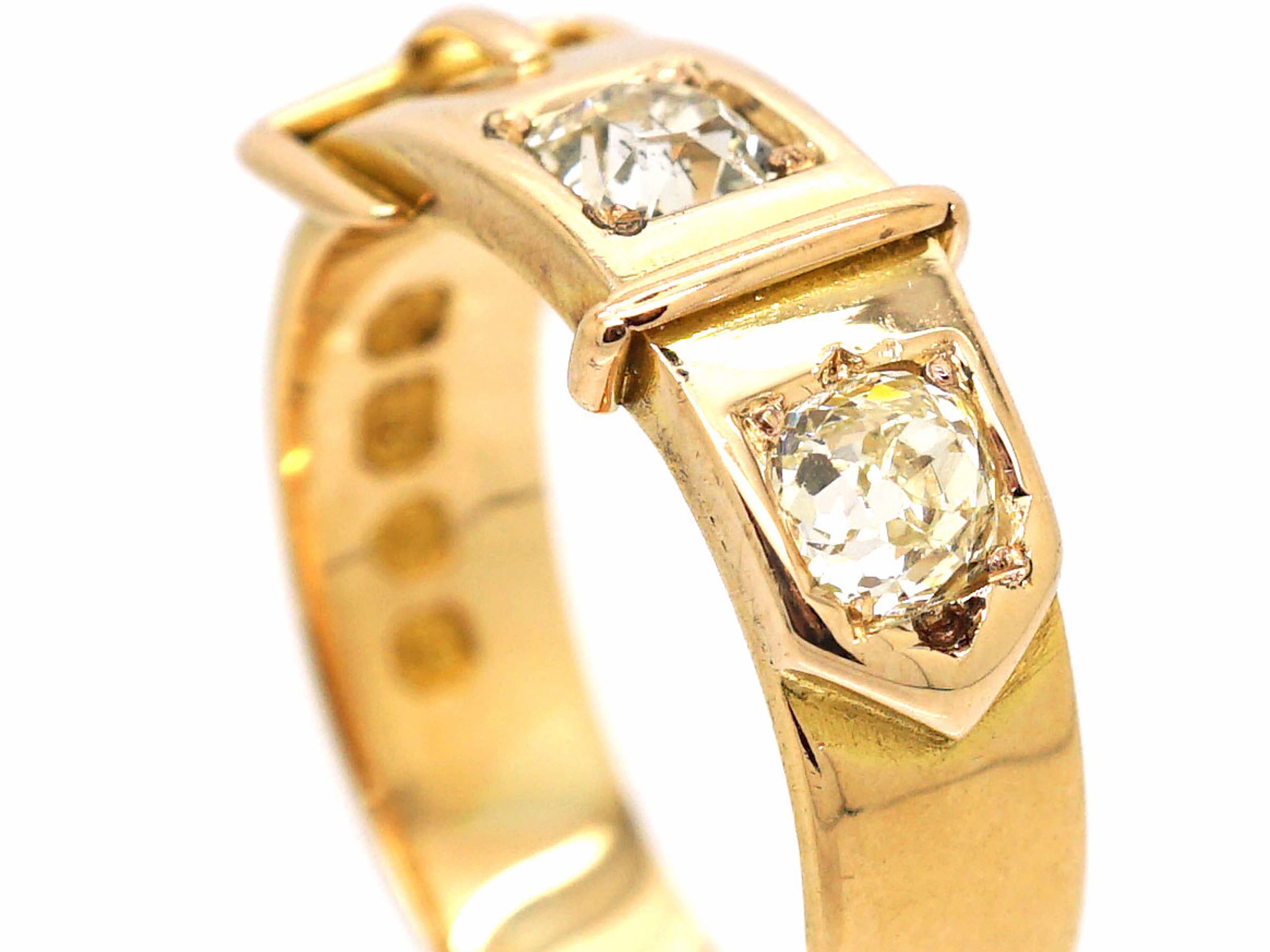 Edwardian 18ct Gold Buckle Ring set with Two Diamonds (751Y) | The ...