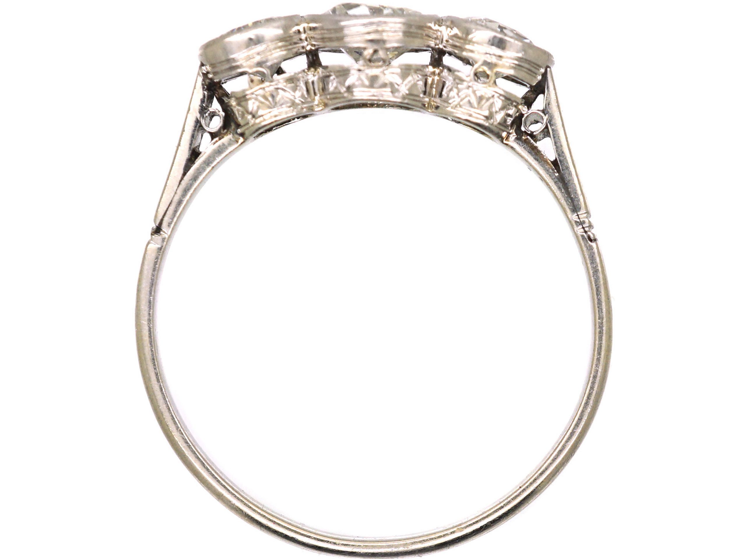Edwardian Platinum, Three Stone Diamond Rub Over set Ring (612Y) | The ...