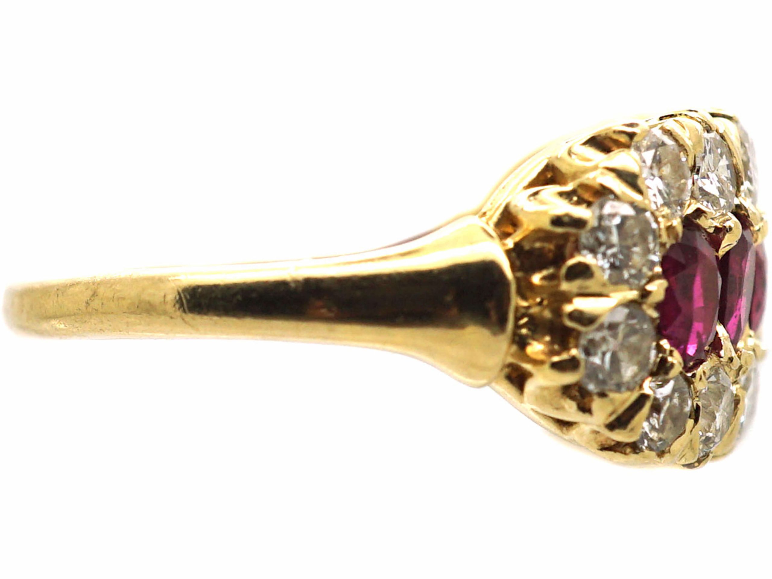 Edwardian 18ct Gold Six Stone Ruby Ring with Diamond Border (665Y ...