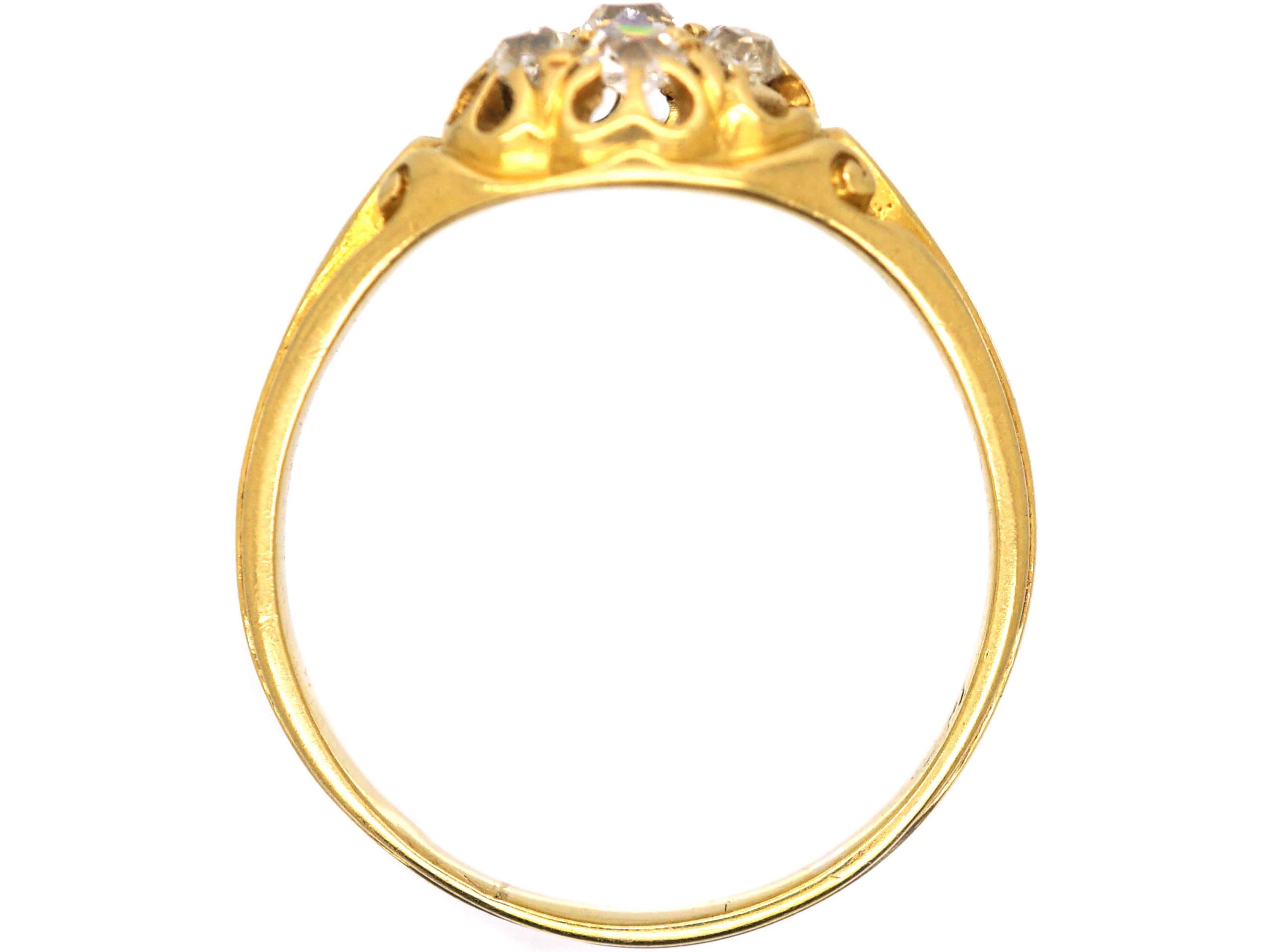 Victorian 18ct Gold Diamond Cluster Ring with Scroll Motifs on the ...