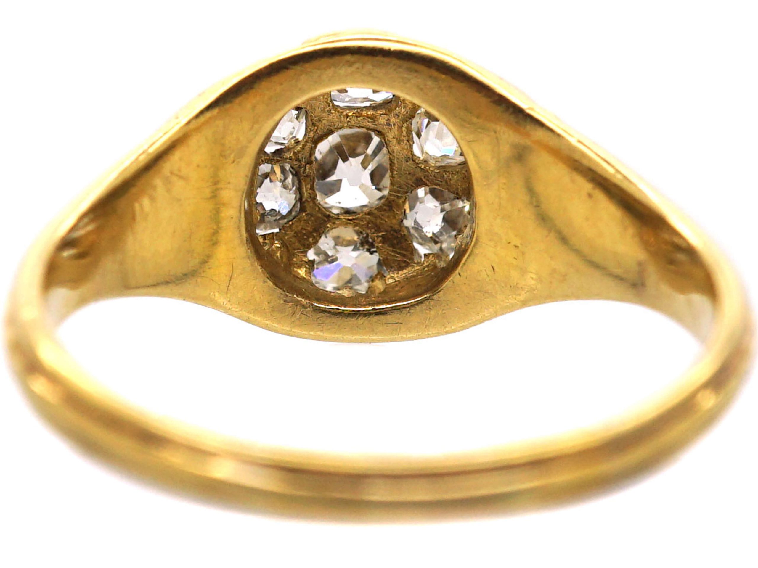 Victorian 18ct Gold Diamond Cluster Ring with Scroll Motifs on the ...