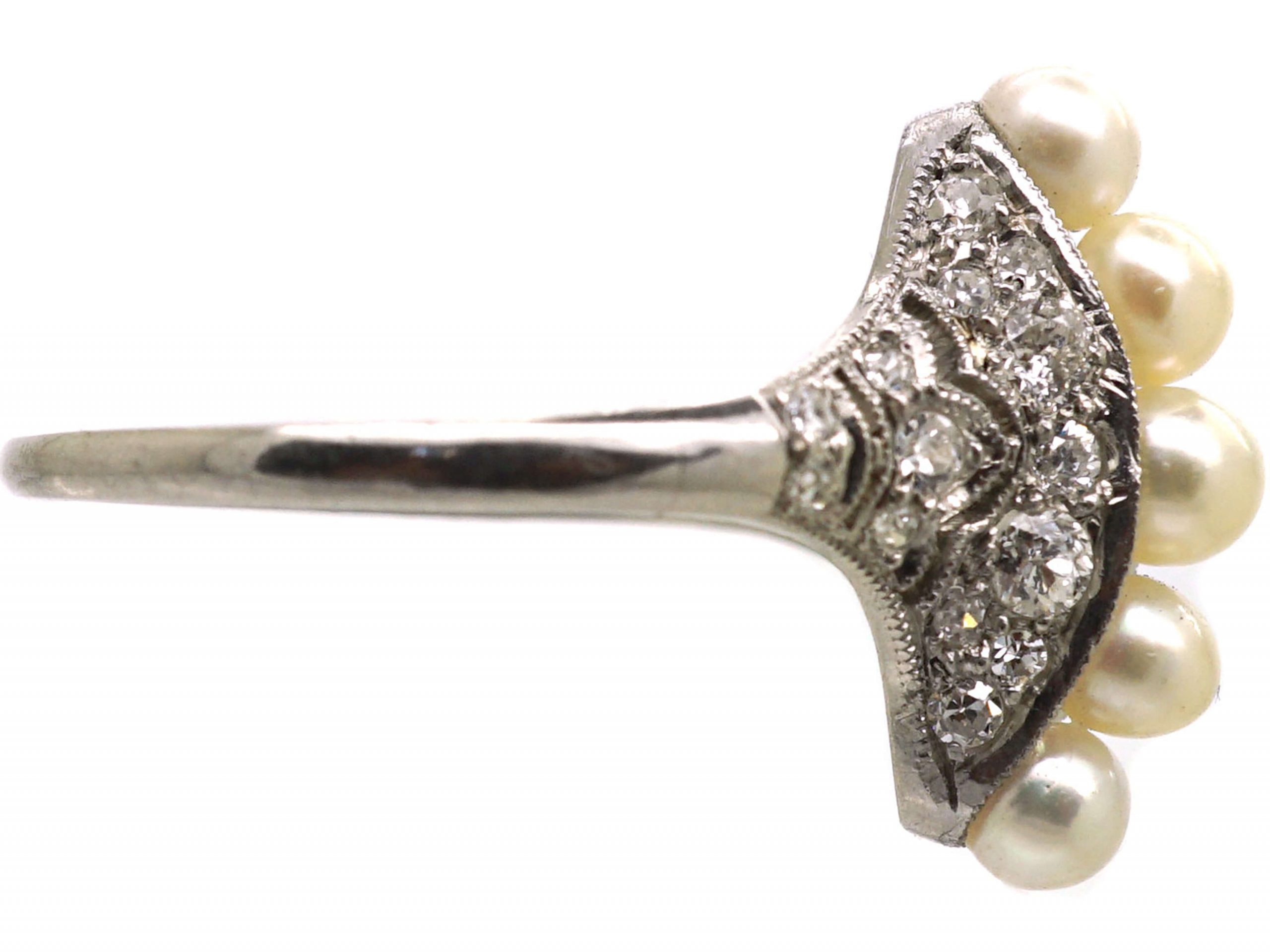 Edwardian Platinum Natural Pearl & Diamond Fan Ring (794Y) | The ...
