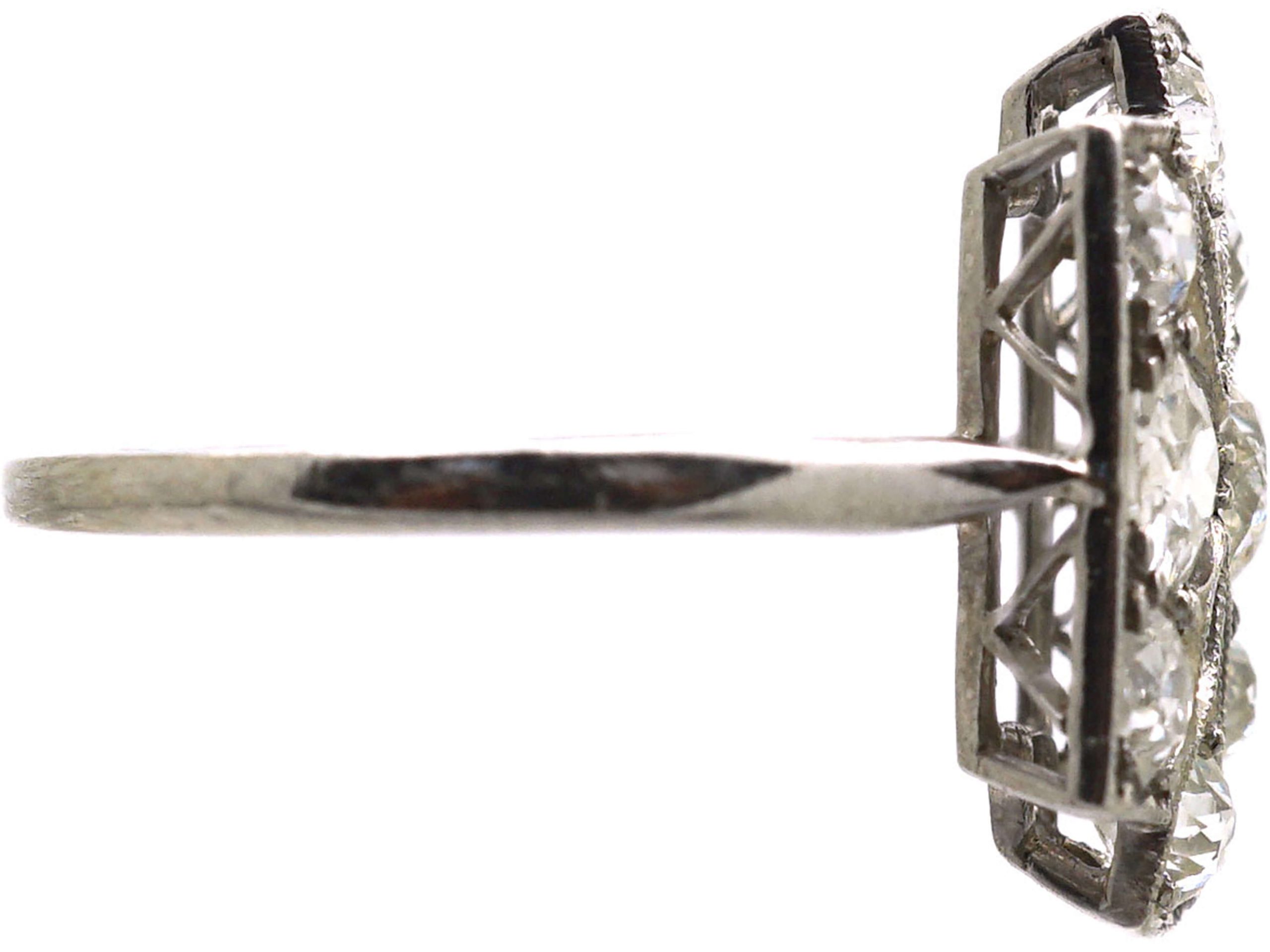 Art Deco Platinum Pierced Rectangular Shaped Ring set with Diamonds ...