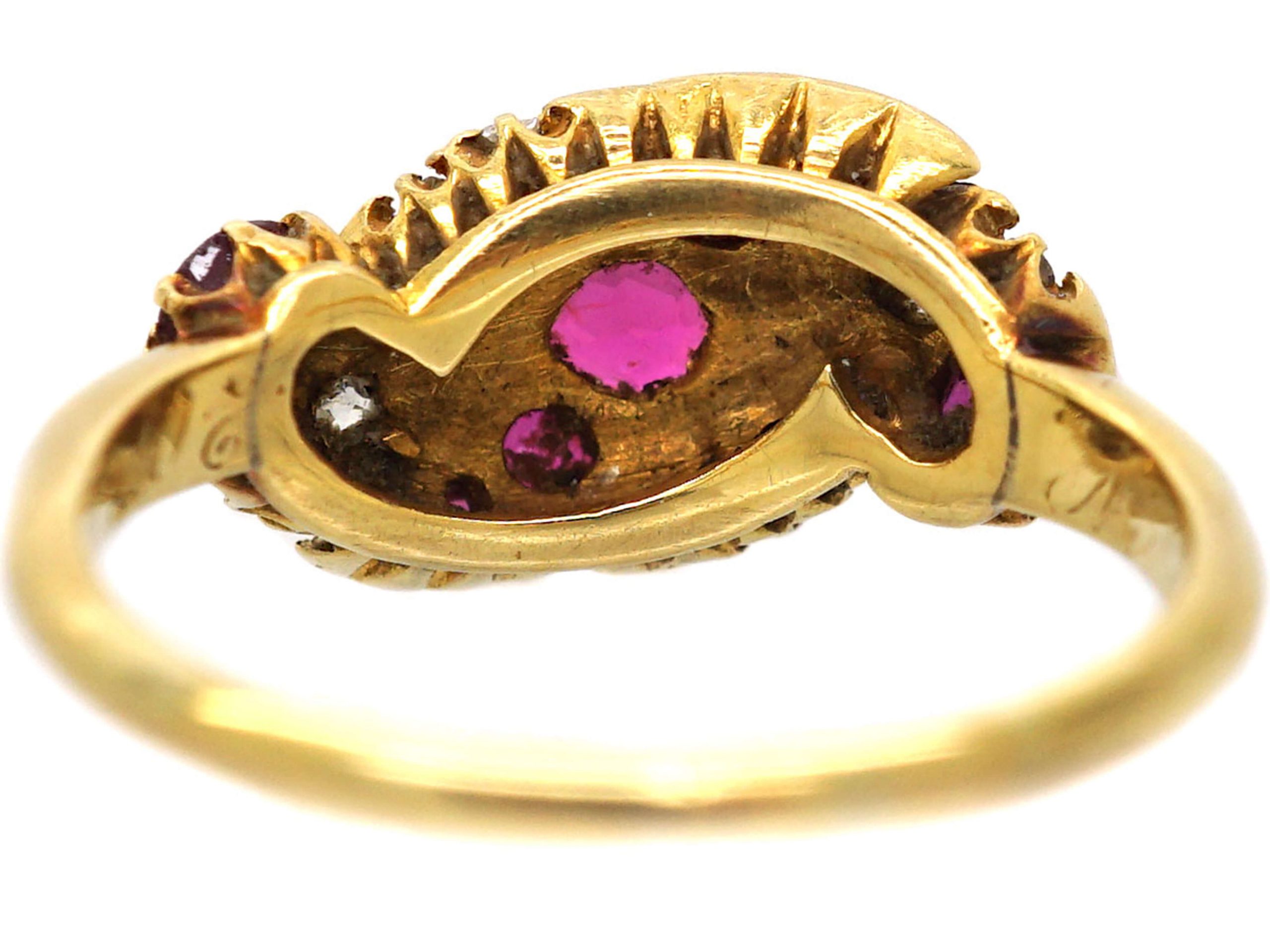 Edwardian 18ct Gold Ruby & Diamond Twist Ring (920Y) | The Antique ...