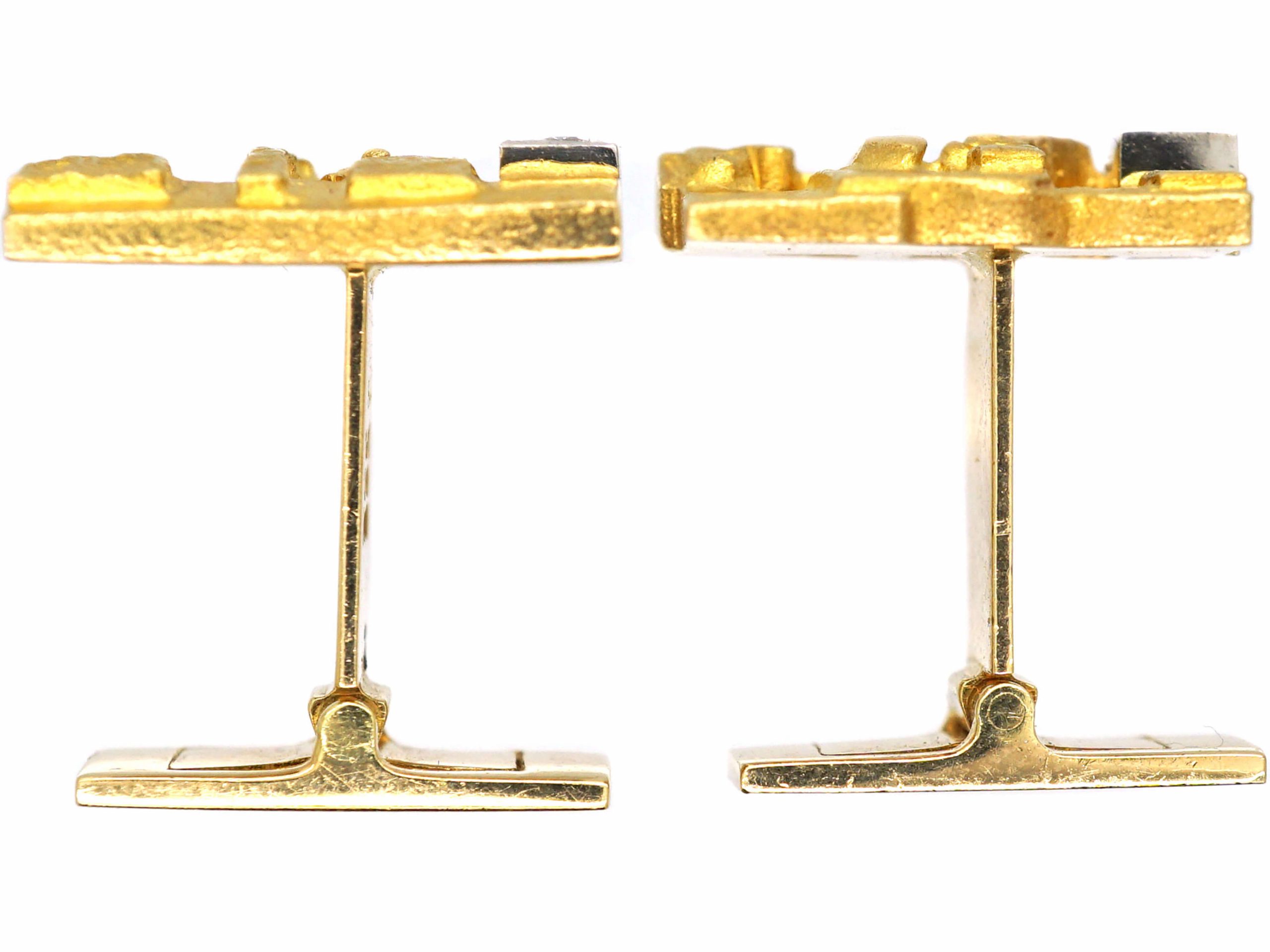 18ct Gold & Diamond Cufflinks by Björn Weckström for Lapponia (944Y ...