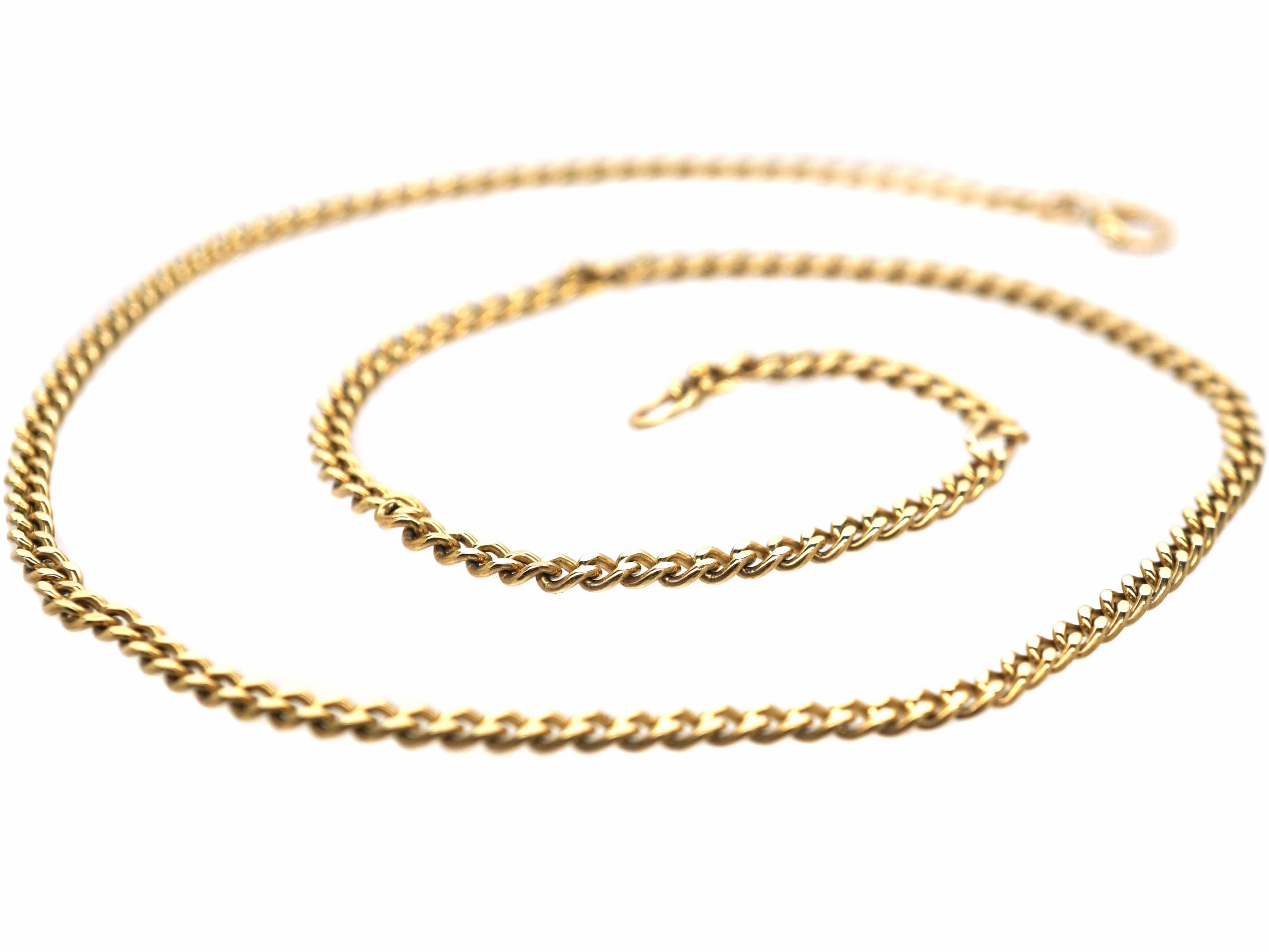 9ct Gold Flat Curb Link Chain (653P) | The Antique Jewellery Company