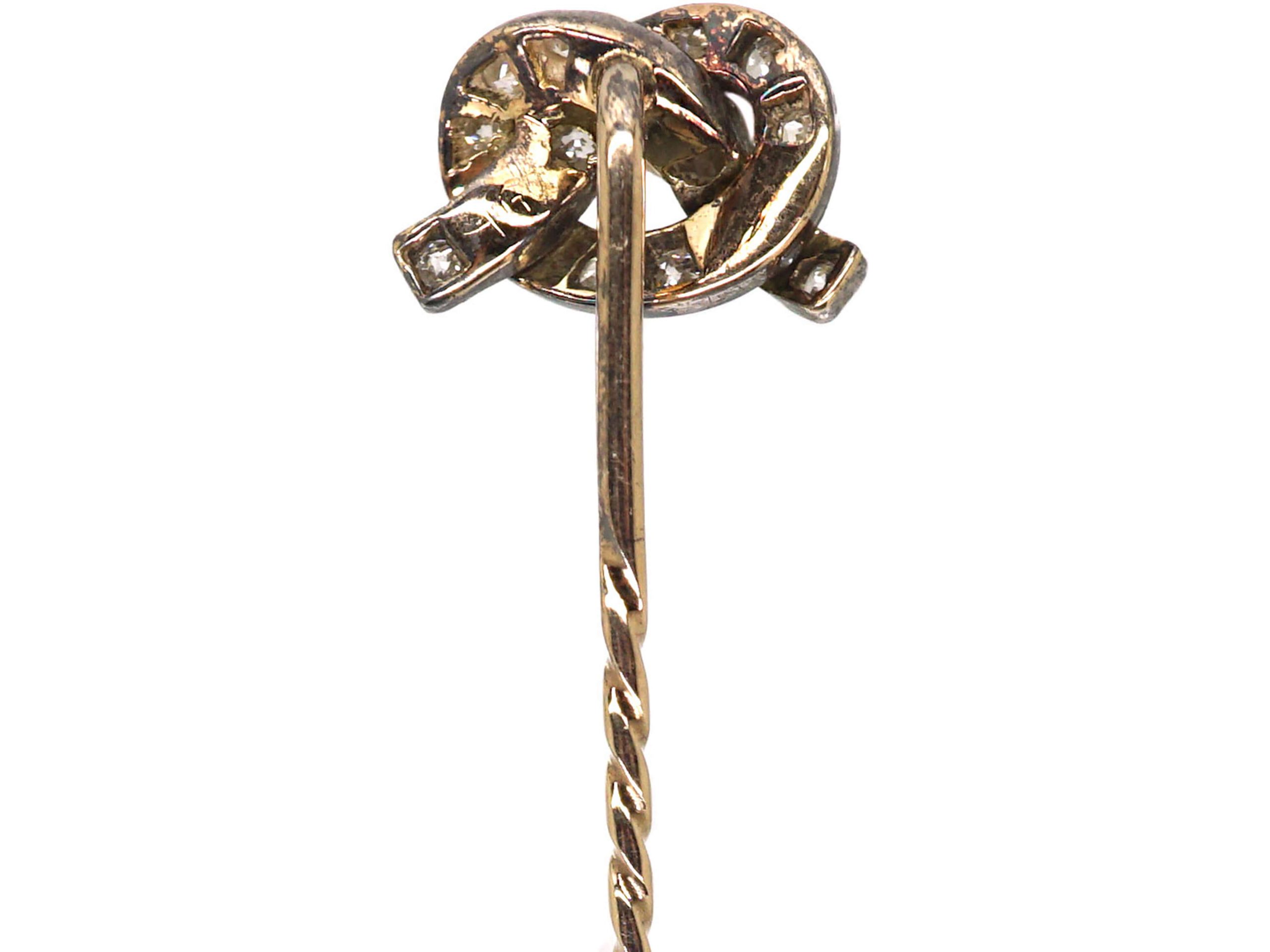 Victorian Silver & Gold Lover's Knot Tie Pin set with Diamonds (34Z ...