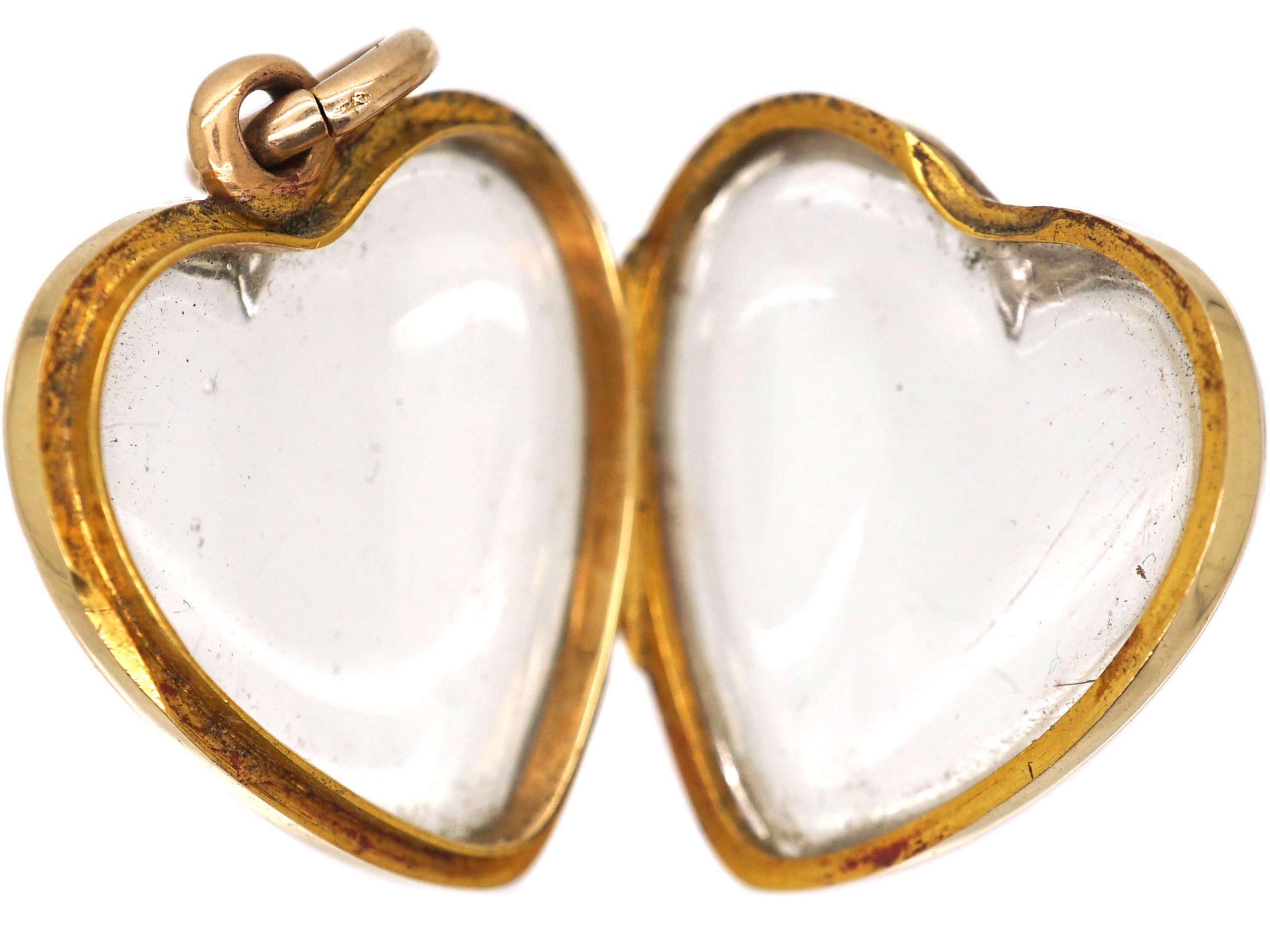 Victorian 15ct Gold Heart Shaped Locket set with Thick Domed Rock ...