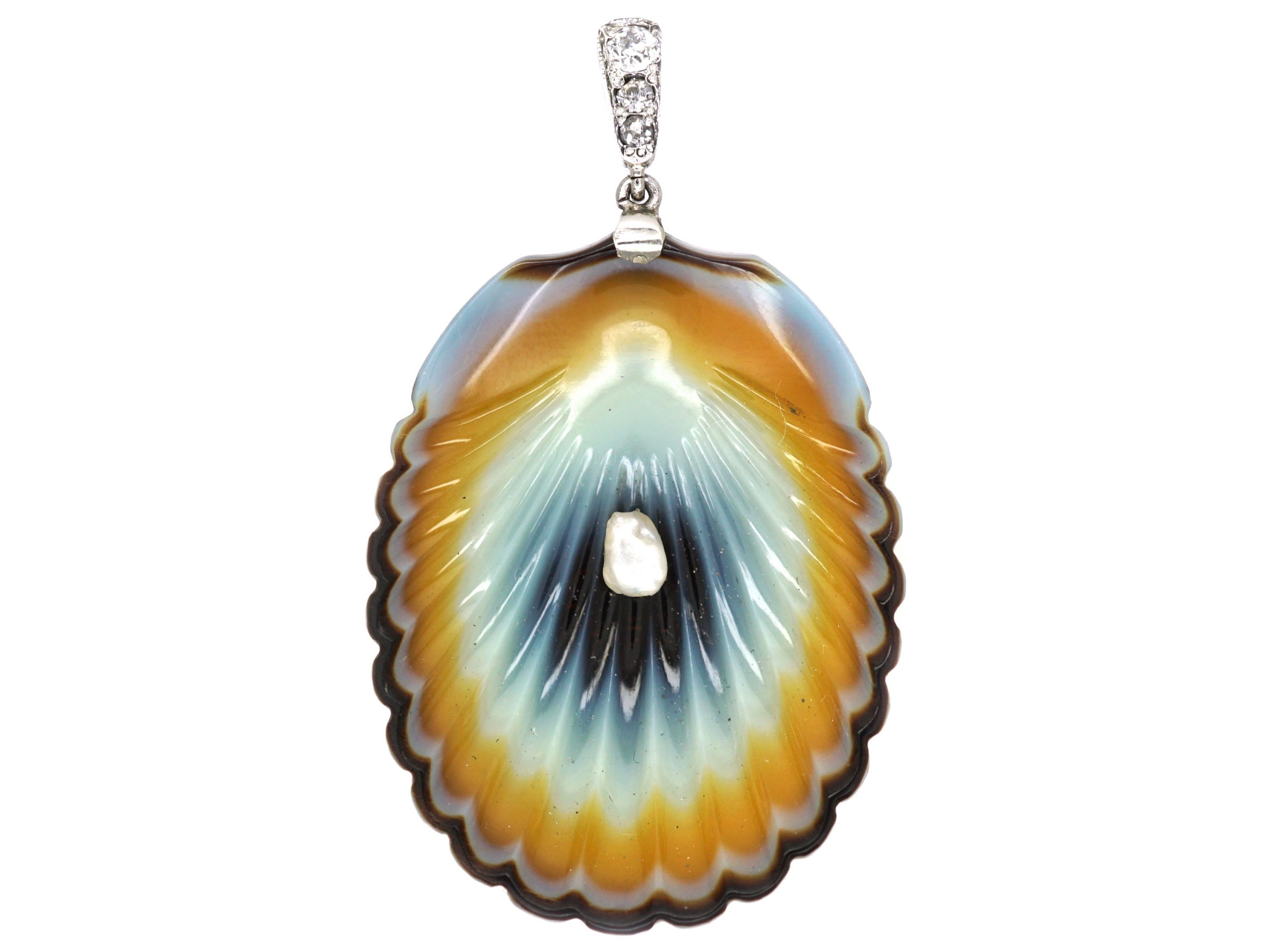 Victorian Carved Onyx Shell Pendant (754Y) | The Antique Jewellery Company