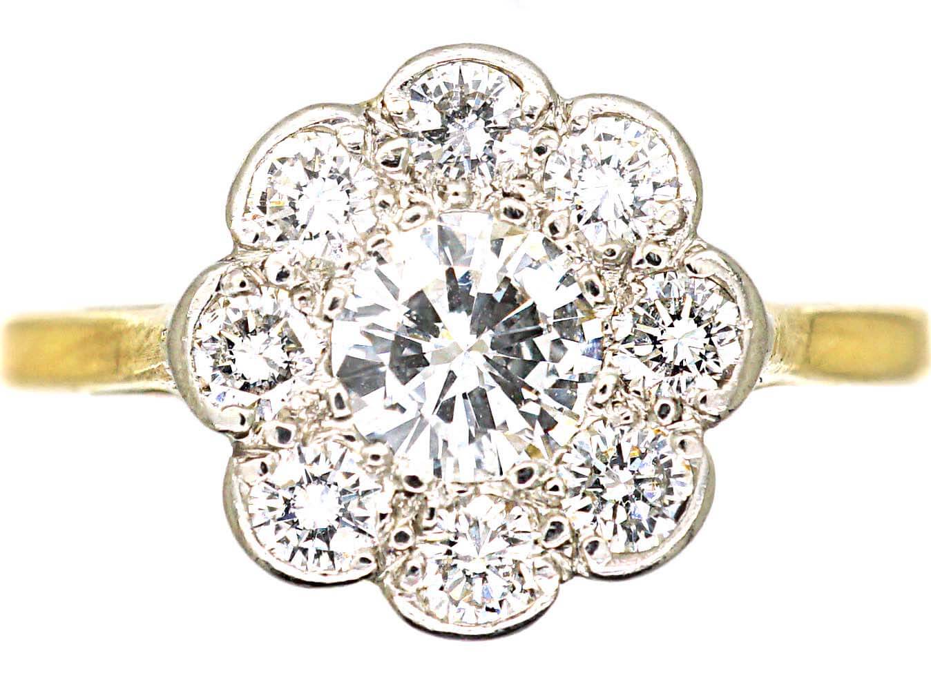 Edwardian 18ct Gold & Platinum, Diamond Daisy Cluster Ring (101Z) | The ...