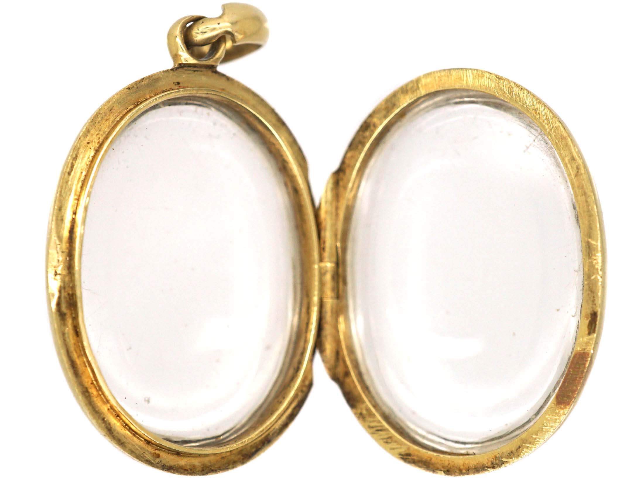 Victorian 15ct Gold Rock Crystal Oval Locket (378Z) | The Antique ...