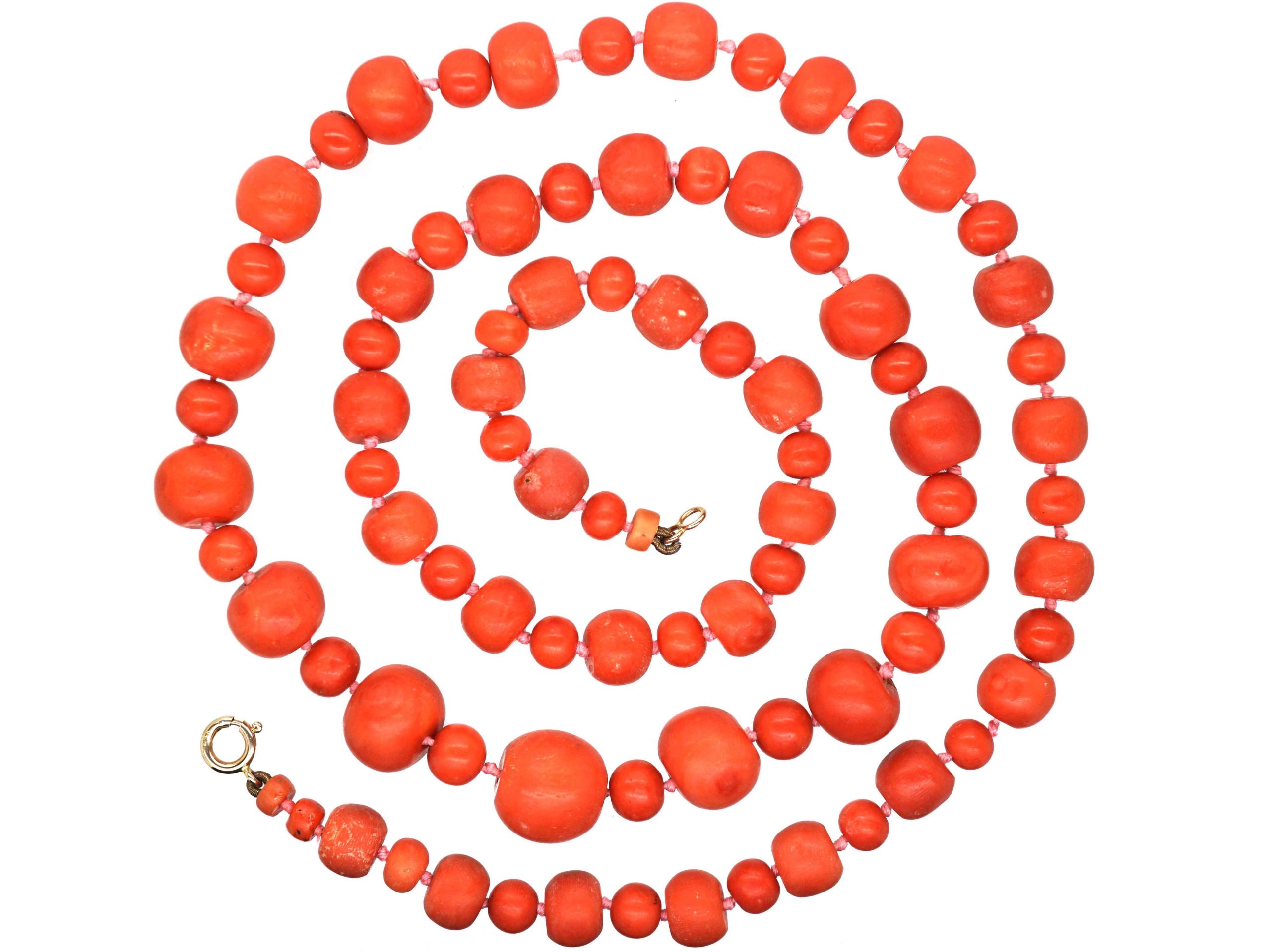 Victorian Long Strand of Coral Beads (259Z) | The Antique Jewellery Company